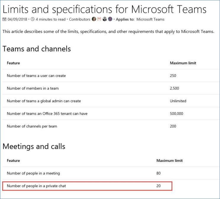 Microsoft Teams(팀즈) 개인 대화 최대 참가 인원수 : 네이버 블로그