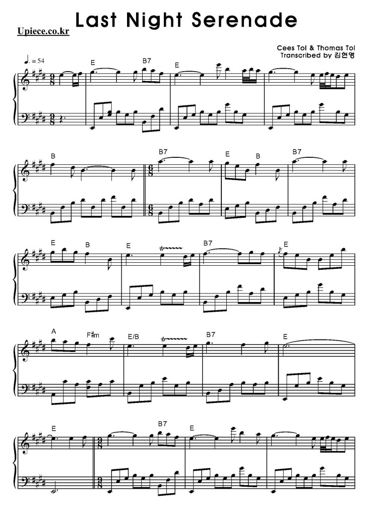 Cees Tol & Thomas Tol-Last Night Serenade악보, Cees Tol & Thomas Tol악보 ...