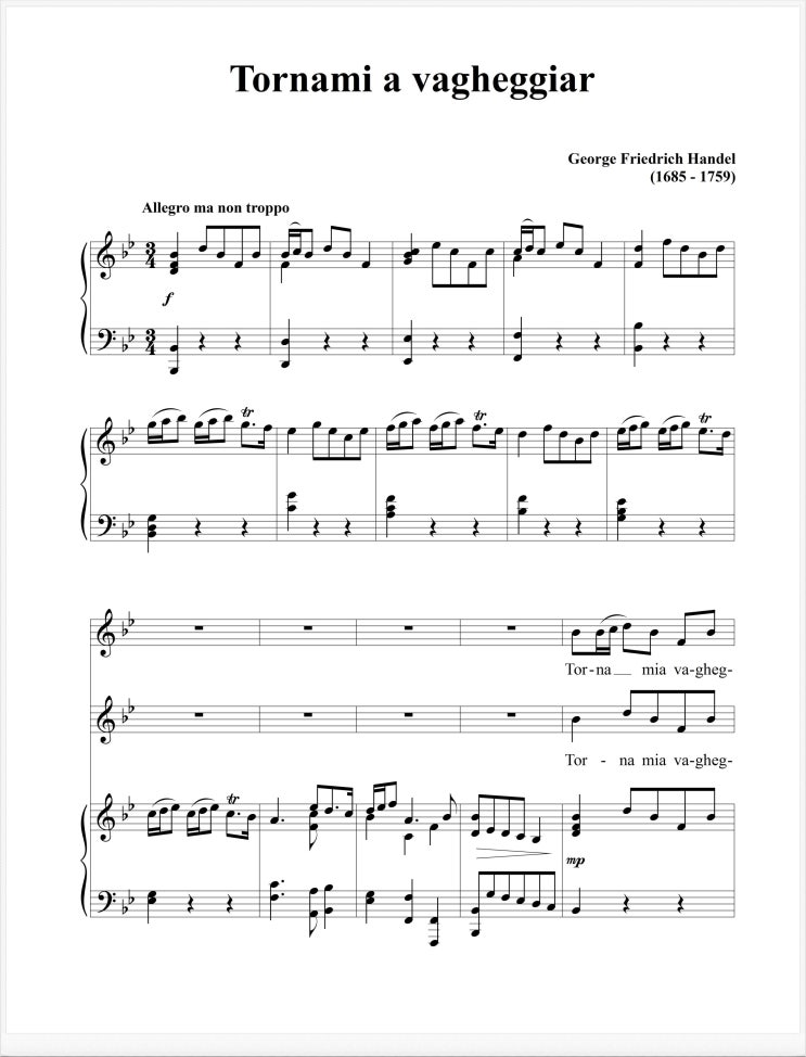 [AGMD/Tornami a vagheggiar/이태리가곡/독창곡/조옮김가능/Handel] Tornami a vagheggiar ...