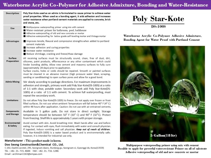 Poly Star-Kote(Waterborne Acrylic Co-Polymer for Adhesive Admixture ...