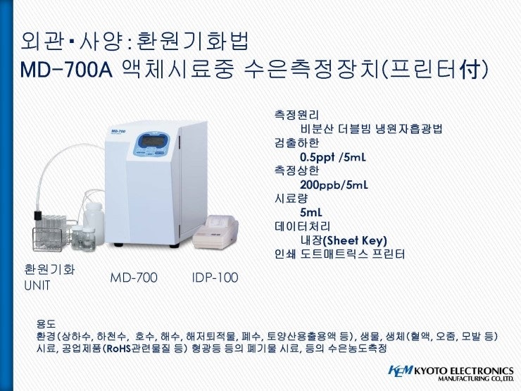 KEM 수은측정장치 MD-700 Series설명 : 네이버 블로그