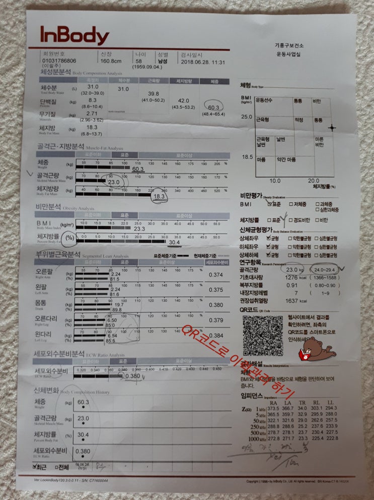 인바디체크(Inbody Check)한 결과(QR코드) 쉽게 관리 하세요.. : 네이버 블로그