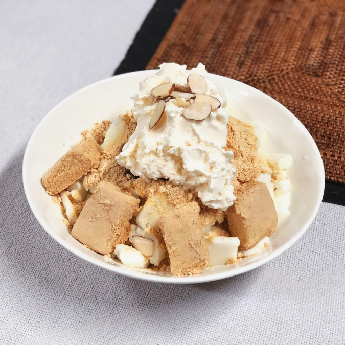 빙수기계없이 설빙 인절미 빙수 만드는 법 : 투게더, 콩고물, 통단팥, 연유, 인절미, 아몬드 : 네이버 블로그