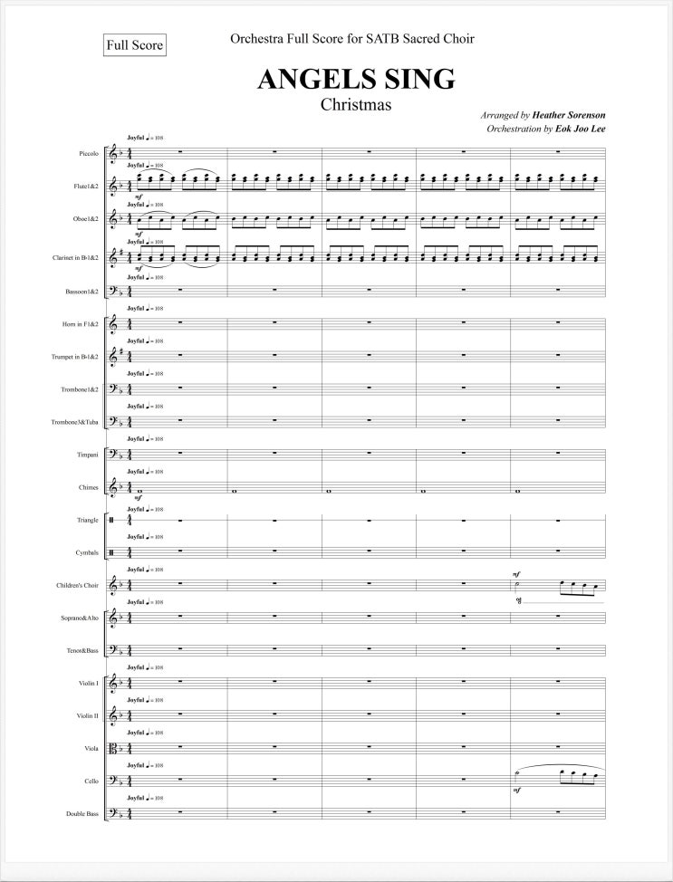 [AGMD/Angels Sing/오케스트라악보/재편곡가능/Eok Joo Lee/Sorenson] Angels Sing : 네이버 블로그