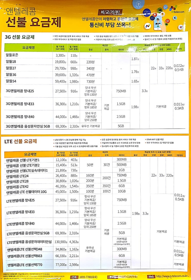 앤테렐콤(n-telecom)선불요금제 ver 2018.7 : 네이버 블로그