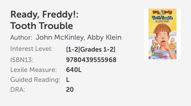 Tooth trouble (Ready,Freddy) 출판사scholastic 수준 Lexile 640L : 네이버 블로그