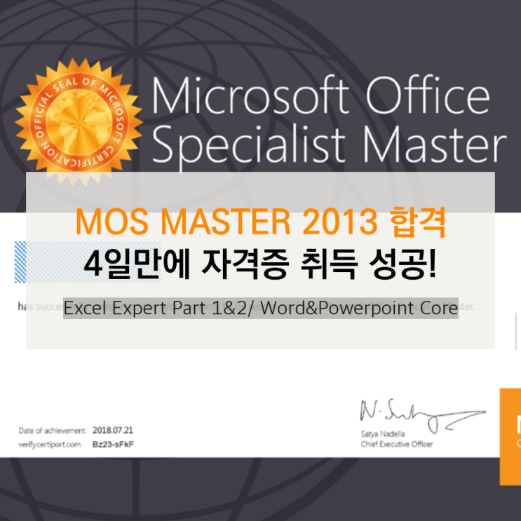 [MOS MASTER 2013] 모스 마스터 4일만에 합격한 후기 ! + 공부 방법/시험 팁 : 네이버 블로그