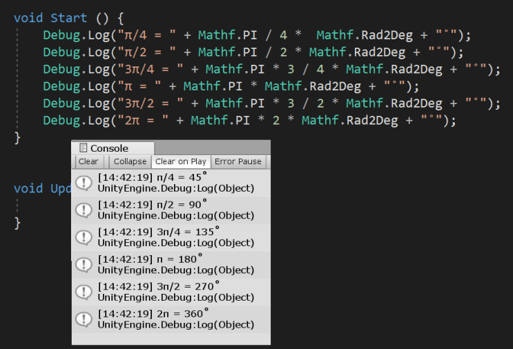 [유니티] 삼각함수 -4 : Mathf.Rad2Deg, Mathf.Deg2Rad, Mathf.Atan2 : 네이버 블로그