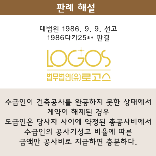 건설 분쟁 도급계약 계약해제 수급인이 공사를 완공하지 못한 상태에서 공사계약이 해제된 경우 기성고에 따라