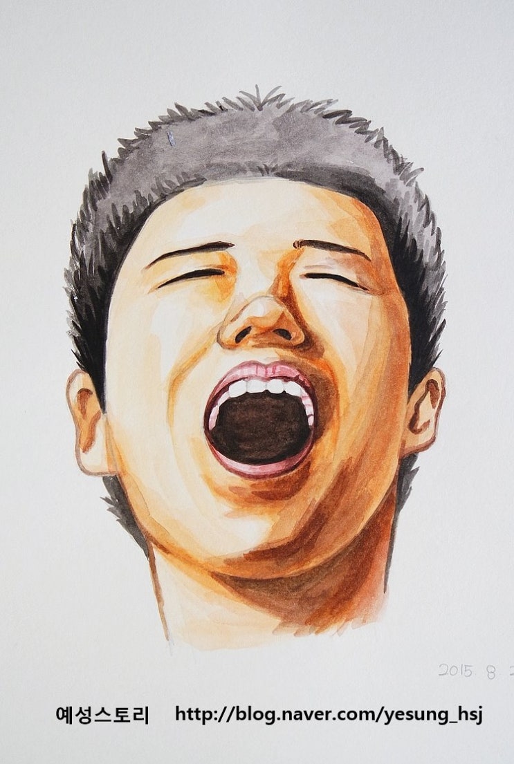 입을 크게 벌리고 있는 남자 얼굴 손그림 그리기 사람그리기 남자 얼굴 그리기 눈을 감고 입을 벌리고 있는 남자