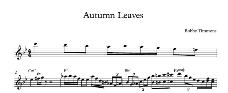 [부산/김해/장유/밀양/창원실용음악학원] Autumn leaves재즈피아노악보 - bobby timmons악보 : 네이버 블로그