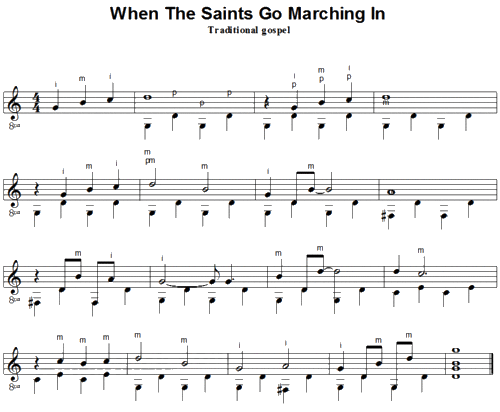 악보[G] Guitar FingerStyle - [Note] When The Saints go Marching in : 네이버 블로그