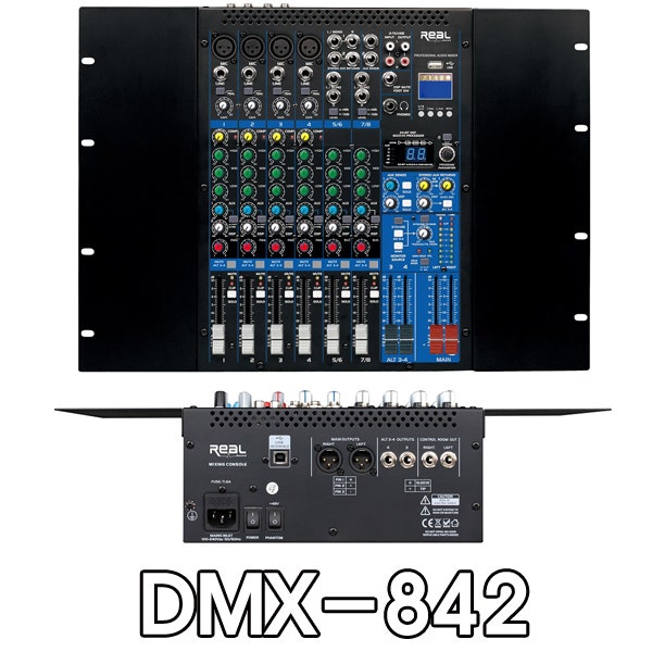 REAL DMX-842 오디오믹서/8ch믹서/콘솔믹서/MP3내장/DSP내장/렉마운트날개 포함 : 네이버 블로그