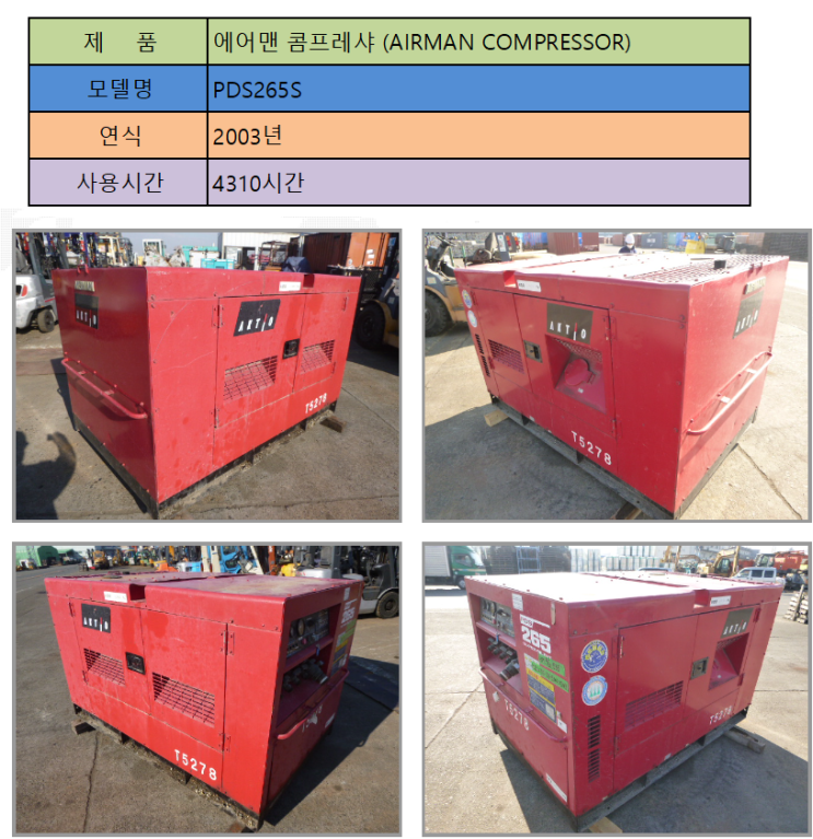 에어맨 콤프레샤 PDS265S 모델 2003년식(4310시간사용) AIRMAN COMPRESSOR /에어맨코리아 : 네이버 블로그