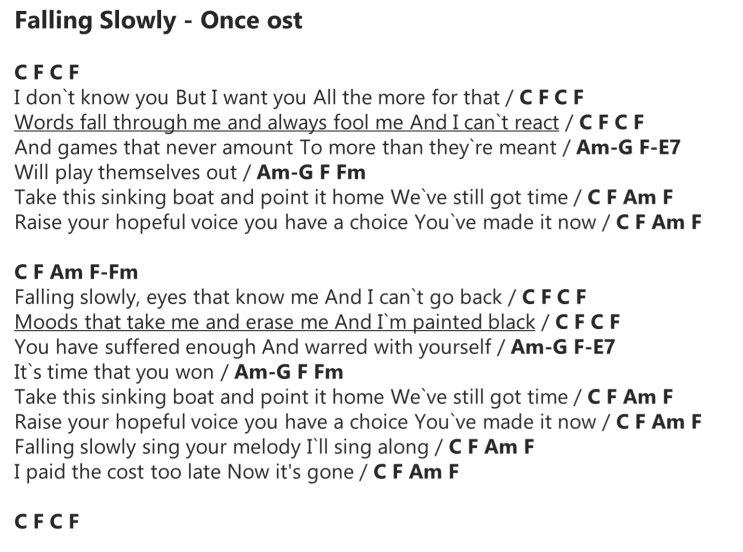 [코드 악보] Falling Slowly_Once OST : 네이버 블로그