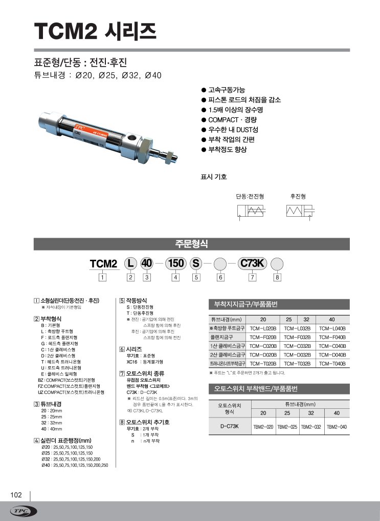TPC 실린더 TCM2 표준(단동:전/후진) 시리즈 : 네이버 블로그