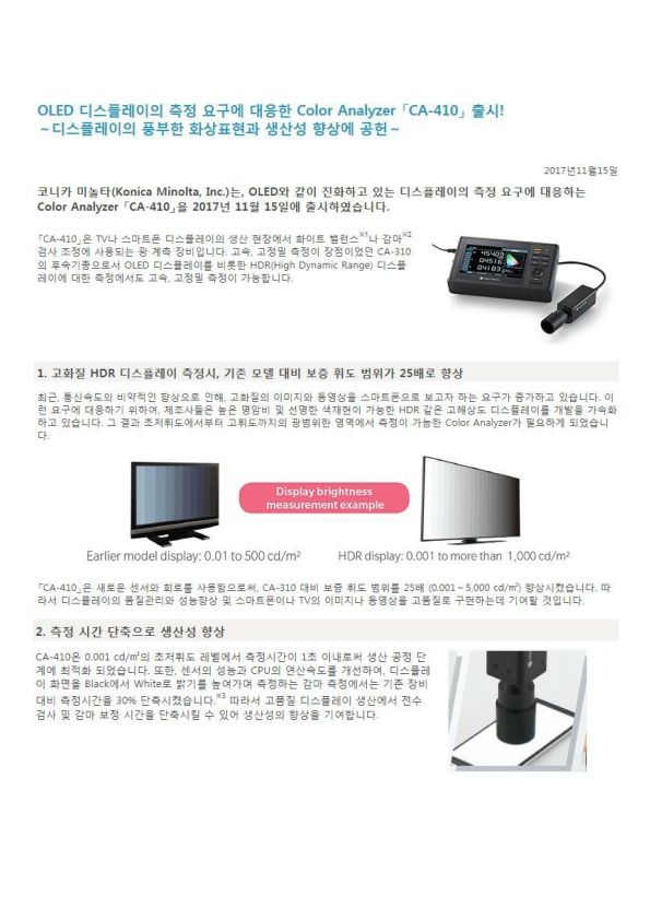DISPLAY COLOR ANALYZER CA-410! 휘도측정기 : 네이버 블로그