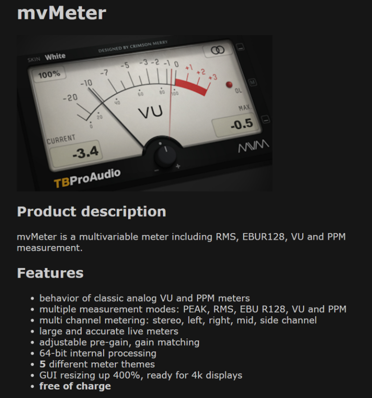 먹군의 플러그인 9 - TB ProAudio - mvMeter : 네이버 블로그