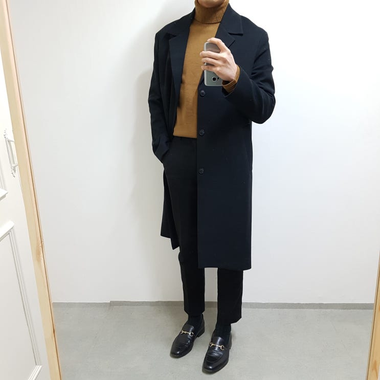 남자 블랙코트 코디카멜 터틀넥니트슬랙스로퍼 유뱅의 데일리룩 블로그 네이버 블로그