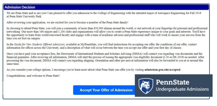 2018년 가을 펜실베니아 주립대학교 (Pennsylvania State University) 우주항공 합격! : 네이버 블로그