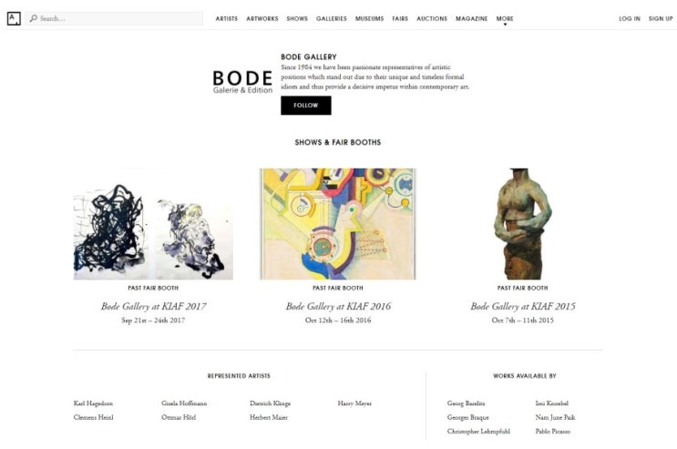 [보데갤러리] 국제 미술 포털 Artsy - Bode Galerie : 네이버 블로그