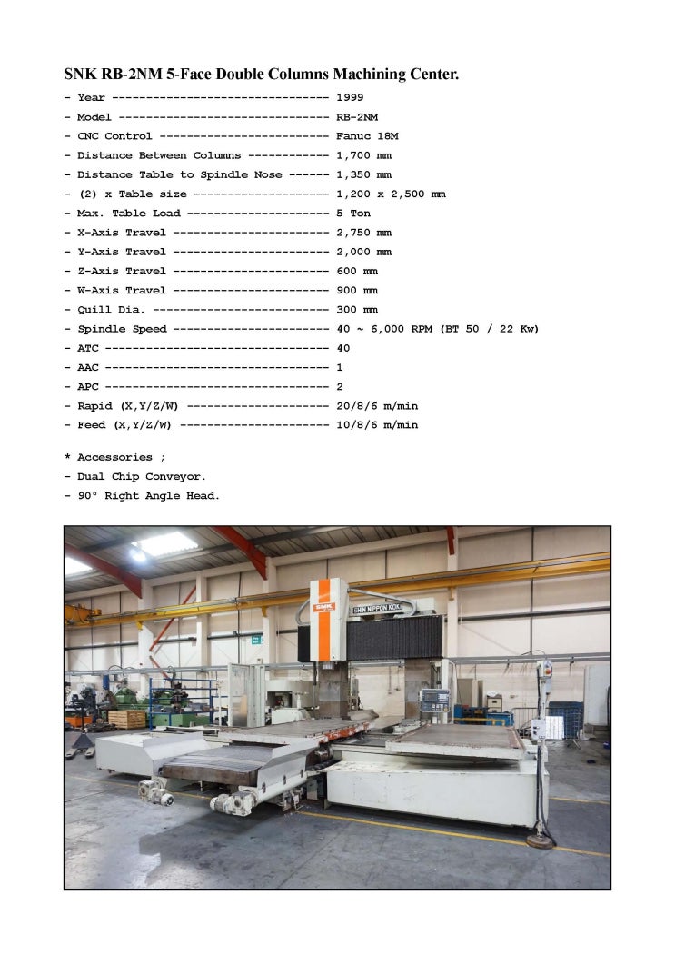 SNK RB-2NM 5-Face Double Columns Machining Center : 네이버 블로그