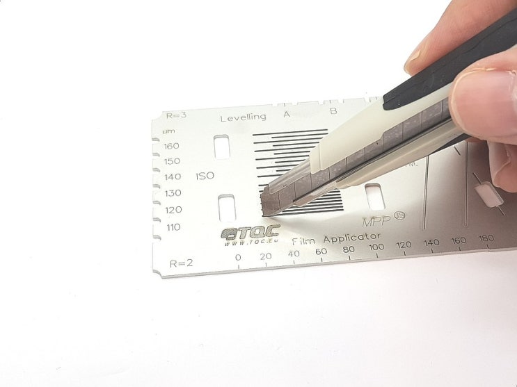 X-cut, Cross-cut(크로스컷) 부착력 시험 및 습도막측정, 점도 측정, 직경 테스트, 필름 어플리케이터. (TQC ...