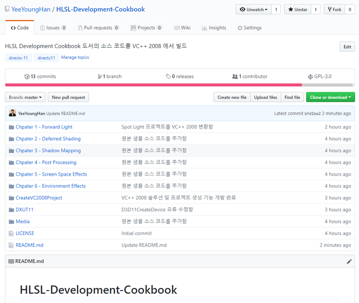[DirectX] HLSL Development Cookbook 도서의 소스 코드를 VC++ 2008 에서 빌드할 수 있게 수정하는 오픈소스 프로젝트 시작 : 네이버 블로그