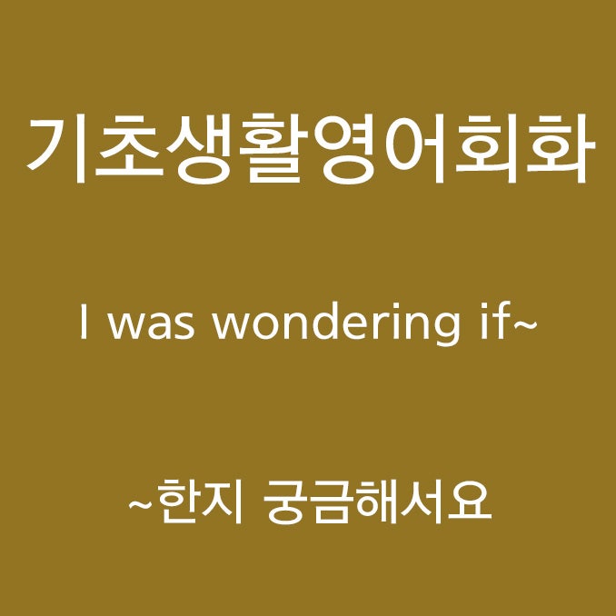 기초생활영어회화 79. I was wondering if~ : 네이버 블로그