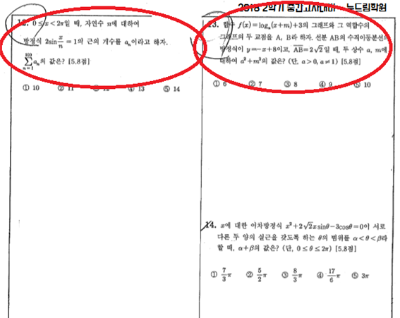 인천고등학교 수학시험문제 중간고사 적중 네이버 블로그