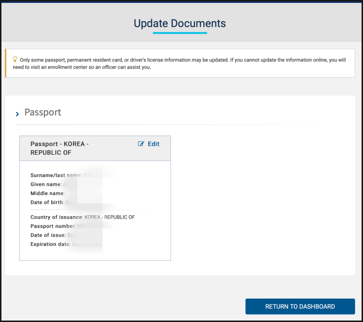 글로벌엔트리(Global Entry) 여권정보 수정하기 : 네이버 블로그