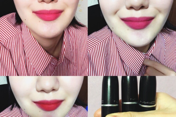 맥립스틱 발색비교 릴렌트리슬리레드 올파이어드업 루비우 네이버 블로그