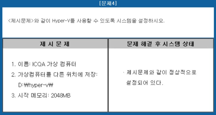 네트워크 관리사 2급 - ICQA 예제 프로그램 [Hyper-V 설정] : 네이버 블로그