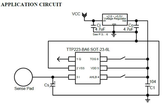 TTP223-BA6 - 1 KEY TOUCH PAD DETECTOR IC : 네이버 블로그