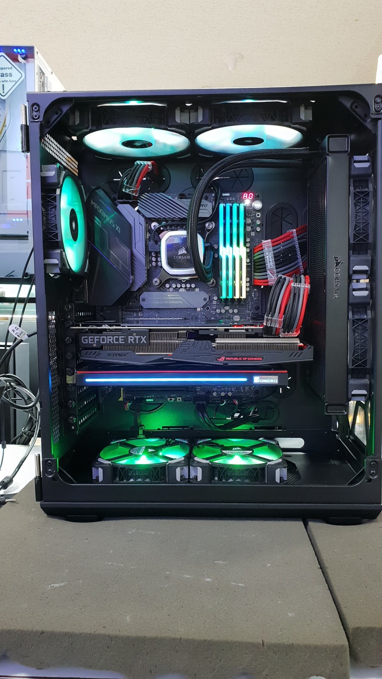 대구 조립컴퓨터 게이밍 PC Intel i9 9900K + 막시무스 + 커세어 일체형 수냉 CPU쿨러 및 커세어 LED 감성 ...