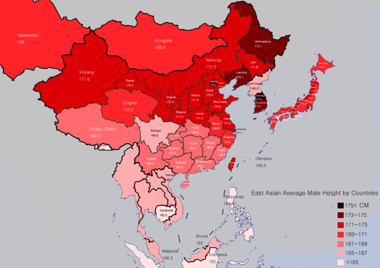 동아시아 평균 남성 신장 (East Asia Average Male Height 2018) : 네이버 블로그