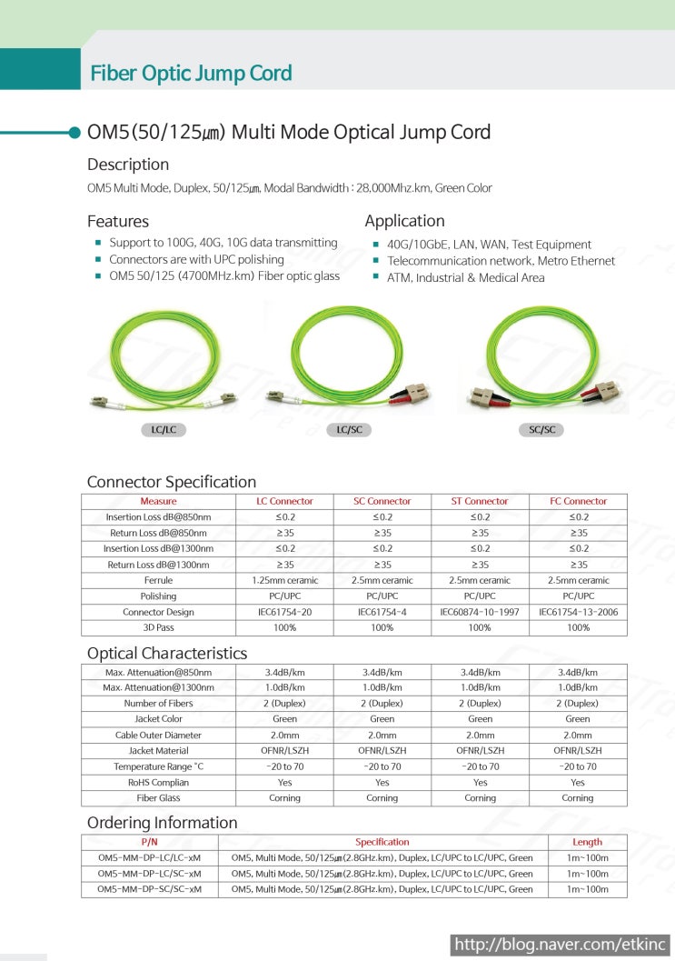 멀티모드 OM5 광 케이블[OM5 patch cable] : 네이버 블로그