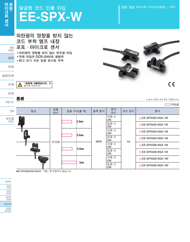[옴론/OMRON] EE-SPX-W 포토마이크로센서/말굽형 코드 인출타입 : 네이버 블로그