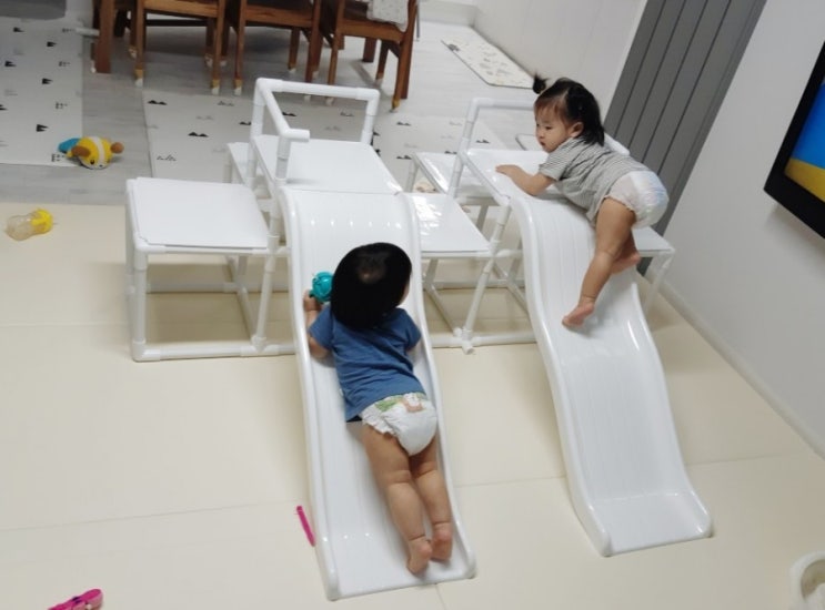 아기 미끄럼틀 햇님토이 정글짐 미끄럼틀 확장형에 부속품 추가구매로 쌍둥이 미끄럼틀 만들기사용기 네이버 블로그
