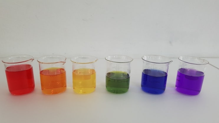 [1일 과학교실] 레인보우 커넥션 리액션(Rainbow connection reaction) -산염기 중화반응 : 네이버 블로그