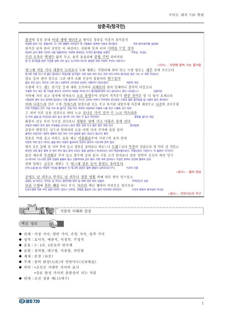 2019 EBS 수능특강 | 상춘곡 (정극인) 해설 및 변형 문제 : 네이버 블로그