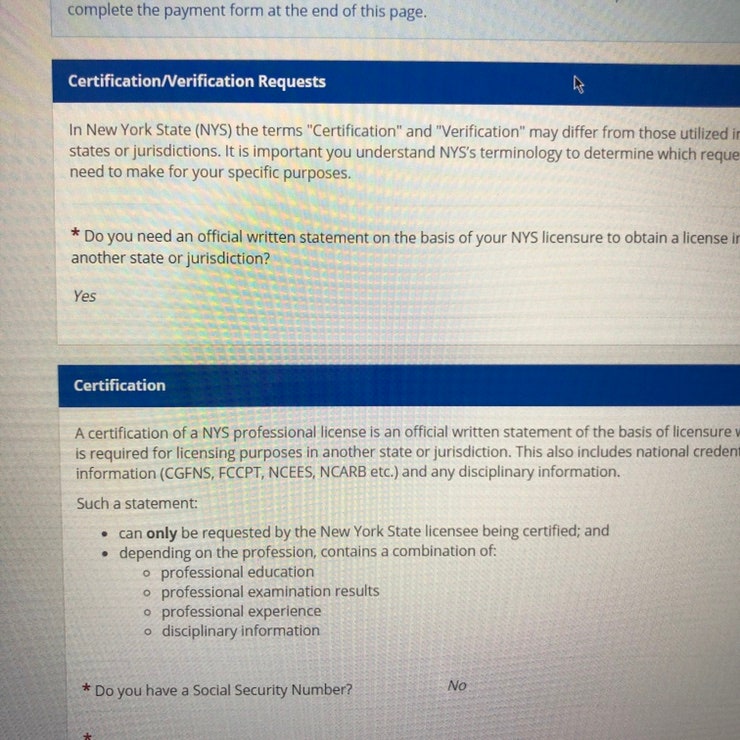 * 뉴욕보드 면허 증명 (verification/Certification of the NYS license) with ...