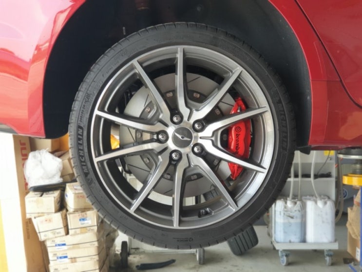 [구미튜닝 맥스포스피드]Genesis g70 brembo cts v 6p 380 34t 풀플로팅 brembo cts v 4p 380 27t 플로팅 인터R 브래이크 업그레이드 ...