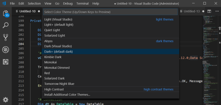 비쥬얼 스튜디오 코드 테마 변경하기(How do I change the color of my Visual Studio code ...