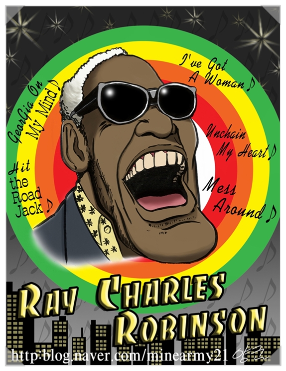 레이 찰스 (Ray Charles Robinson) 캐리커처 : 네이버 블로그