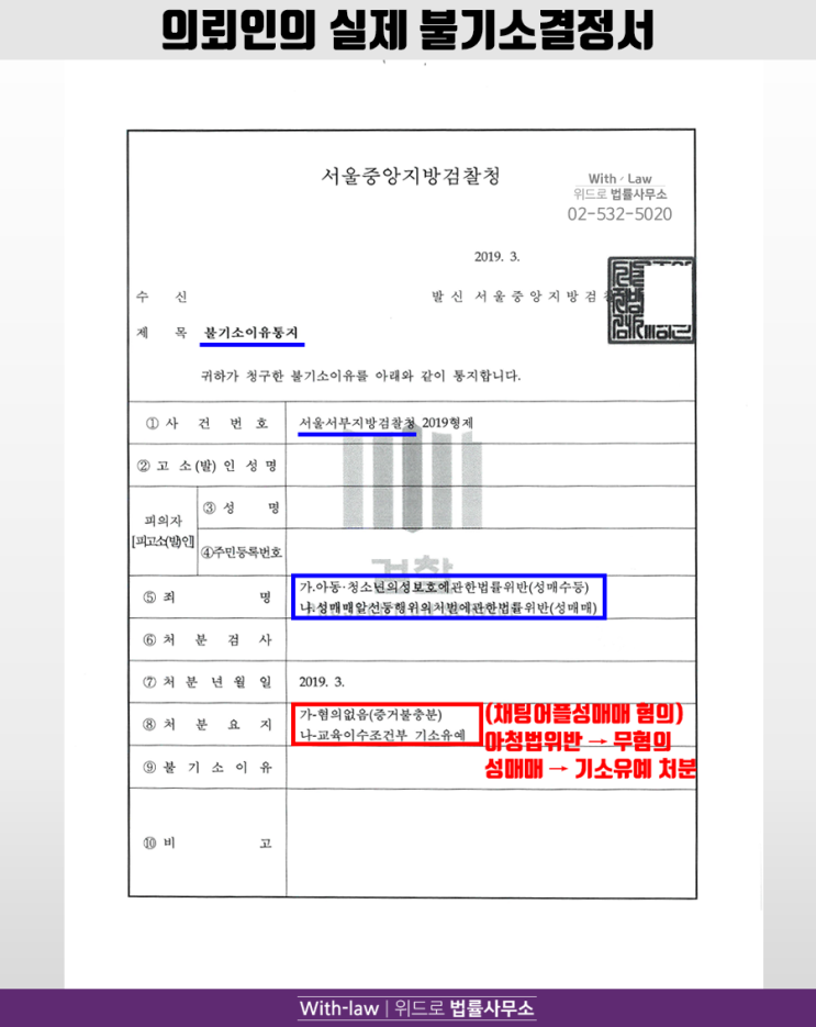 앙톡 랜덤채팅 조건만남 청소년 성매매로 아청법위반 혐의 → 검사출신 성범죄변호사 조력으로 기소유예 처분 의정부지방검찰청 고양