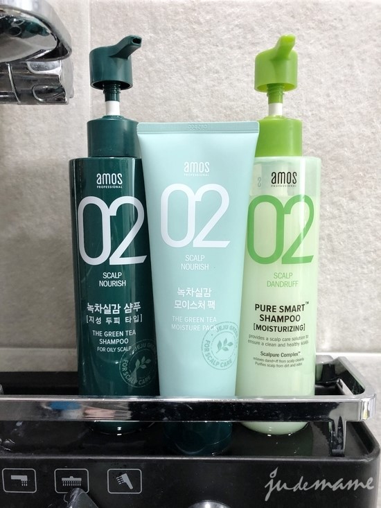 amos SCALP NOURISH THE GREEN TEA SHAMPOO & MOISTURE PACK / 녹차실감 샴푸 ...