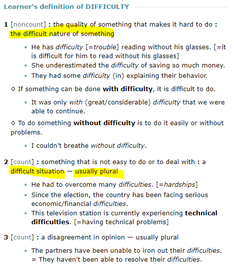 difficulty? difficulties? : 네이버 블로그