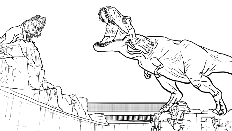 T-Rex VS Lion From Jurassic World Jurassic World Movie drawing & 티라노 ...