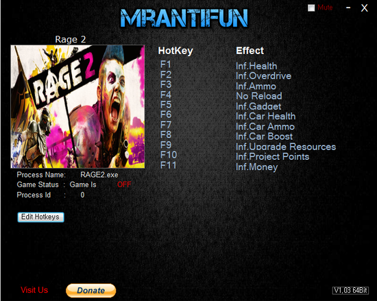 레이지 2 트레이너 - Rage 2 v1.01 +11 Trainer [MrAntiFun] : 네이버 블로그